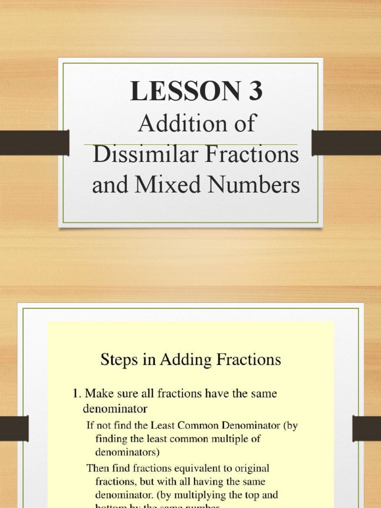 Addition of Dissimilar Fractions | PDF