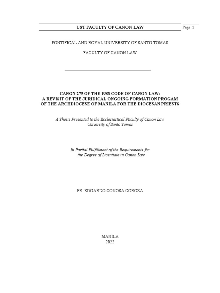 Thesis After Oral Defense, Revision | PDF | Catholic Church | Clergy