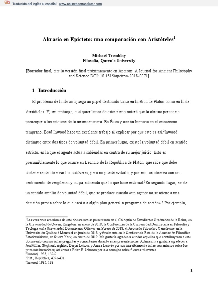 Akrasia Aristotle-Epictetus - En.es | PDF