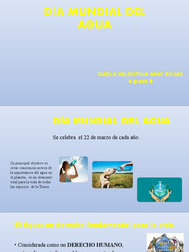 D A Mundial Del Agua: Kaela Valentina Apac Rojas 4 Grado B | PDF | Agua | Entorno natural