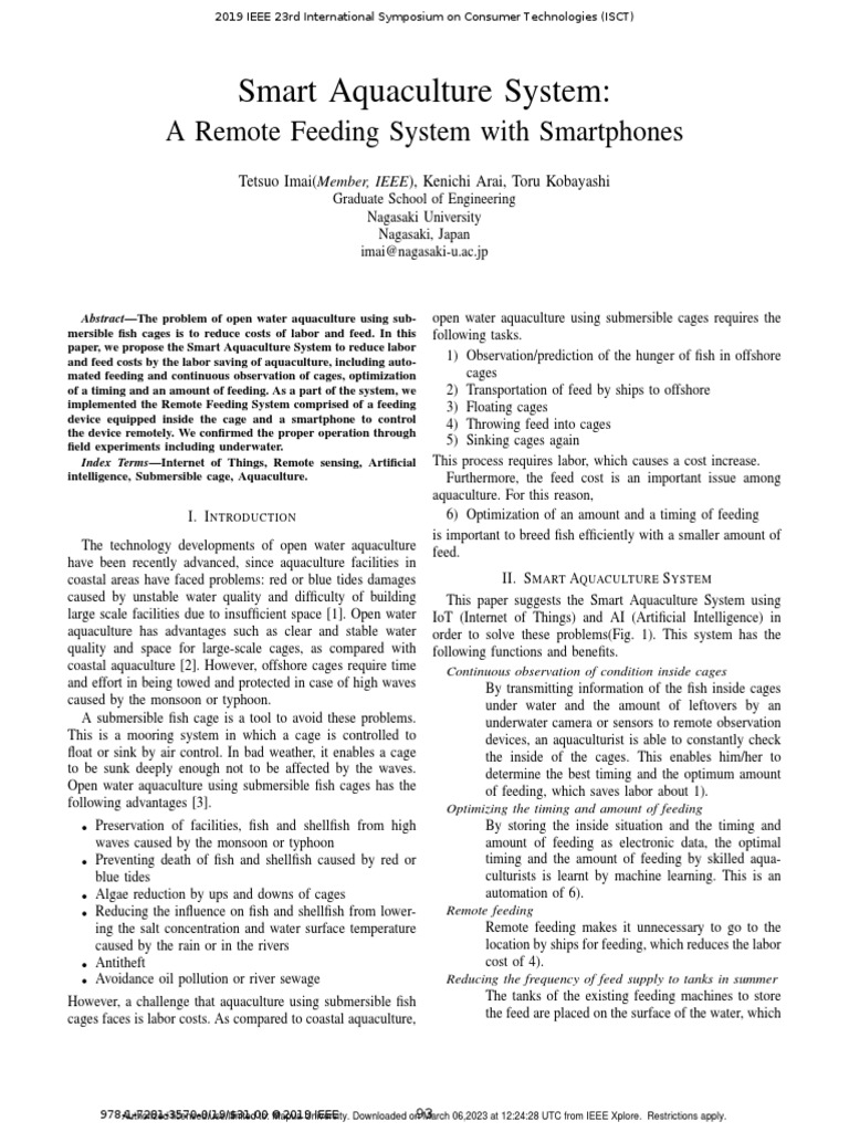 Smart Aquaculture System A Remote Feeding System With Smartphones | PDF ...