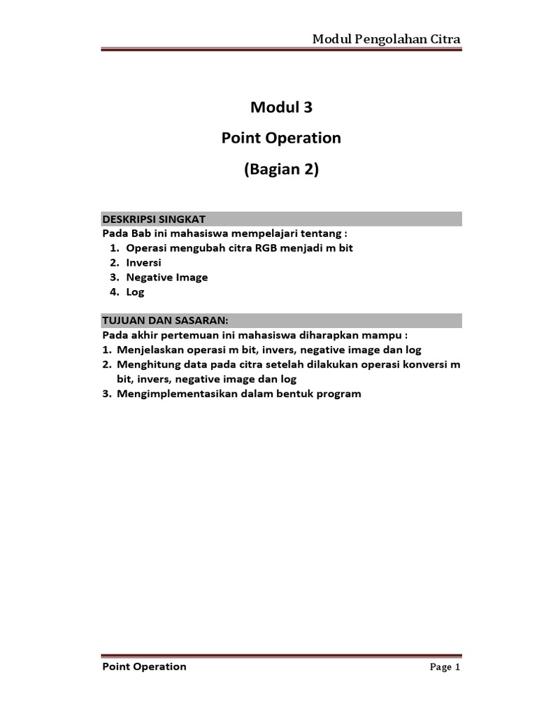 Modul 3 Point Operation - Bagian 2 | PDF