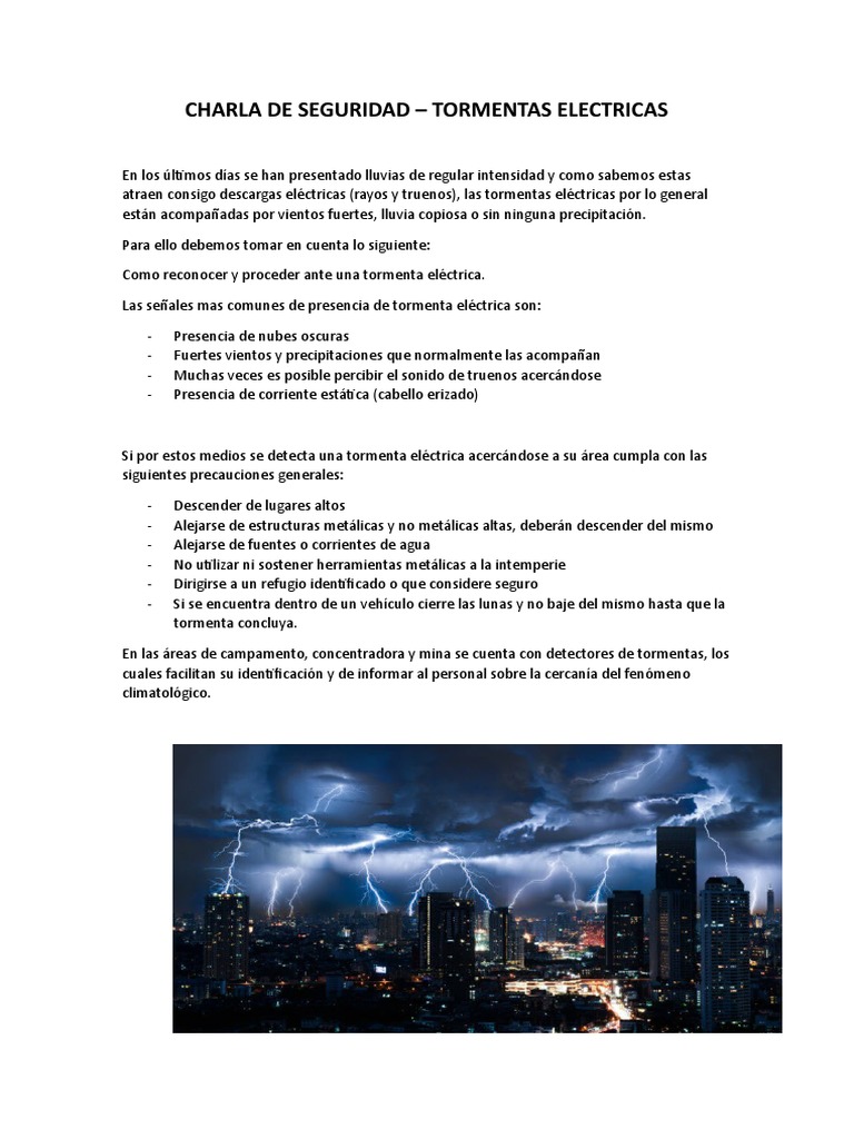 Charla de Seguridad - Tormentas Electricas | PDF