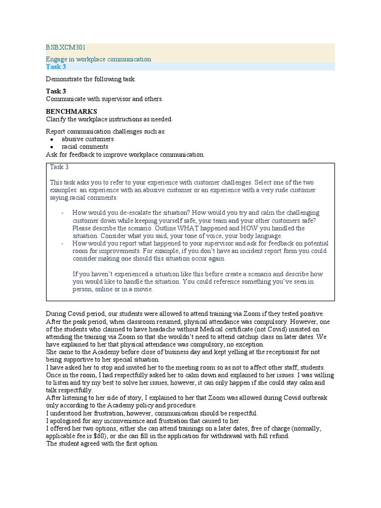 BSBXCM301 - Performance Task 3 | PDF | Career & Growth | Self-Improvement