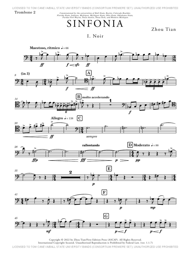28 - SINFONIA - Trombone 2 | PDF | Rhythm And Meter | Musical Notation
