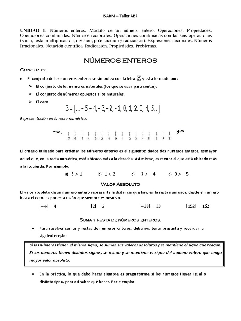Números enteros | PDF | Entero | Números