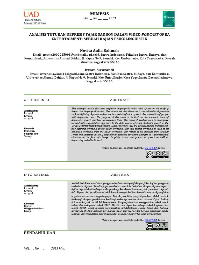 Depressive Speech Analysis in Fajar Sadboy | PDF | Human Communication | Communication