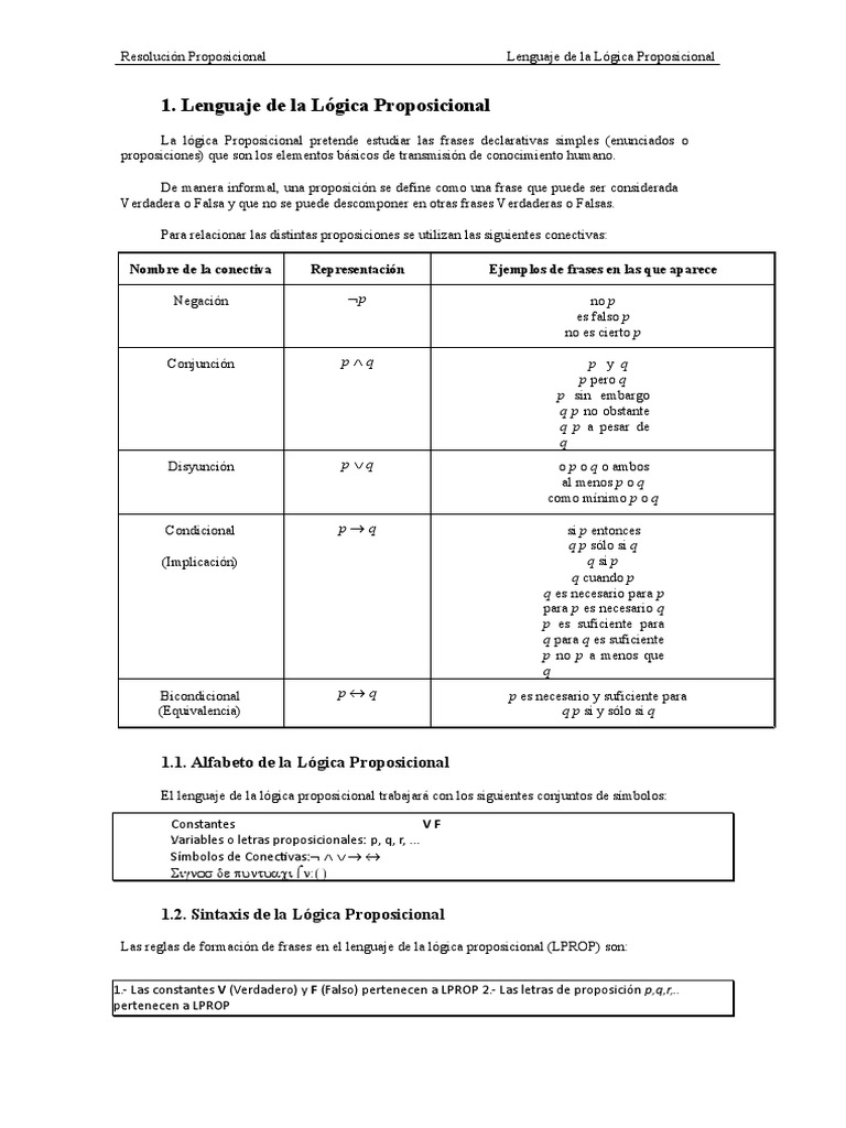 Lenguaje de la Lógica Proposicional 1 | PDF | Proposición | Metafilosofía