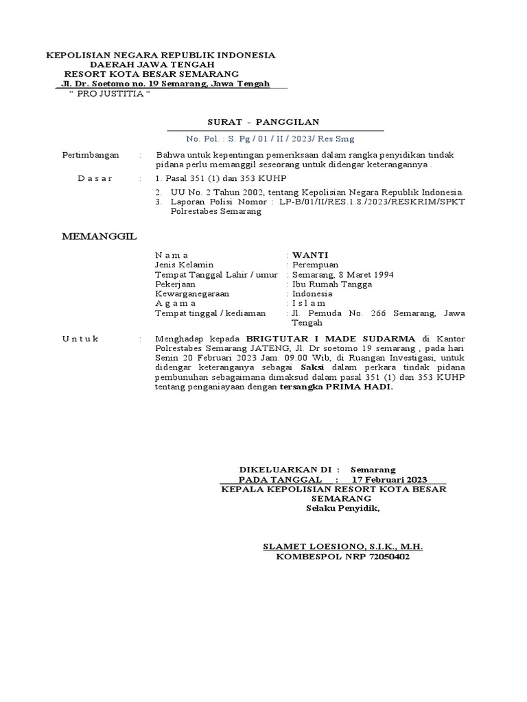 12 Surat Panggilan | PDF