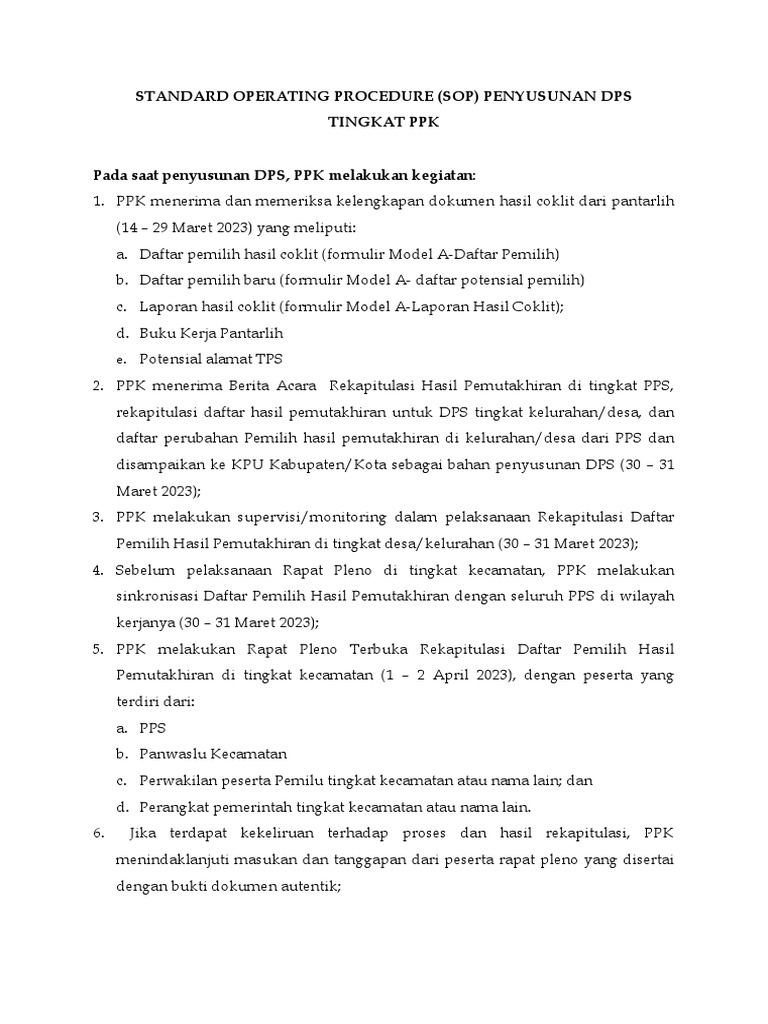 SOP Penyusunan DPS | PDF