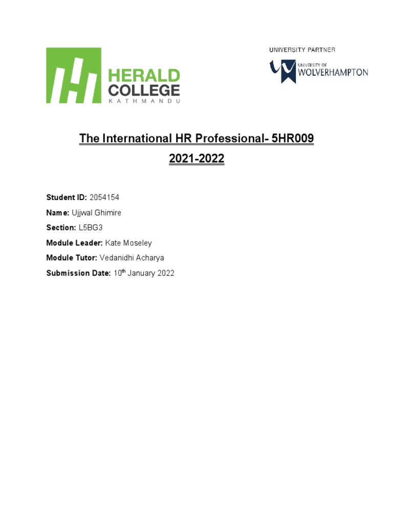 UJJWAL GHIMIRE - 2054154 - Portfolio of 3 Tasks - The International HR ...