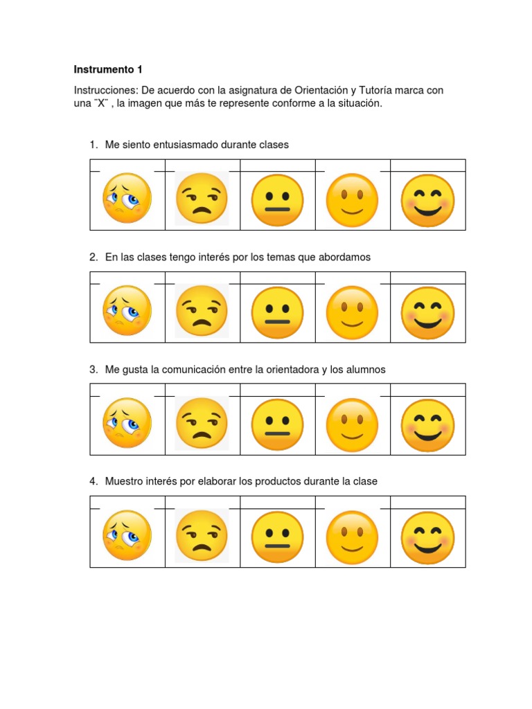 Evaluación Emocional con Caritas en Clase | PDF | Relaciones personales ...