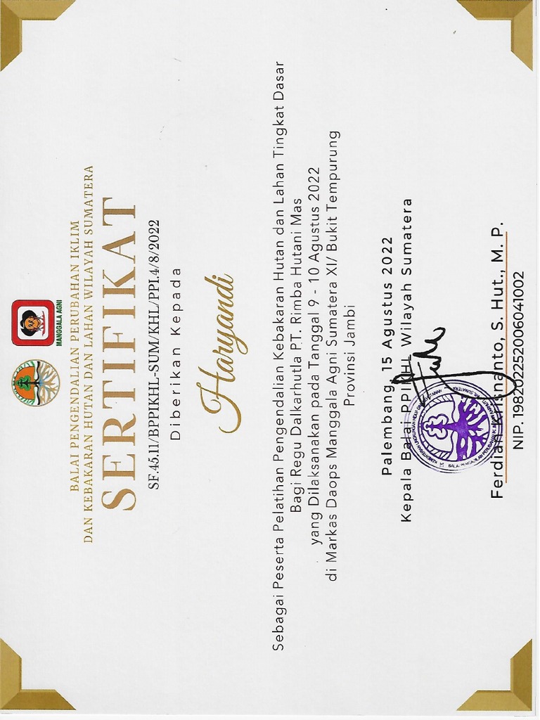 Sertifikat Manggala Agni | PDF