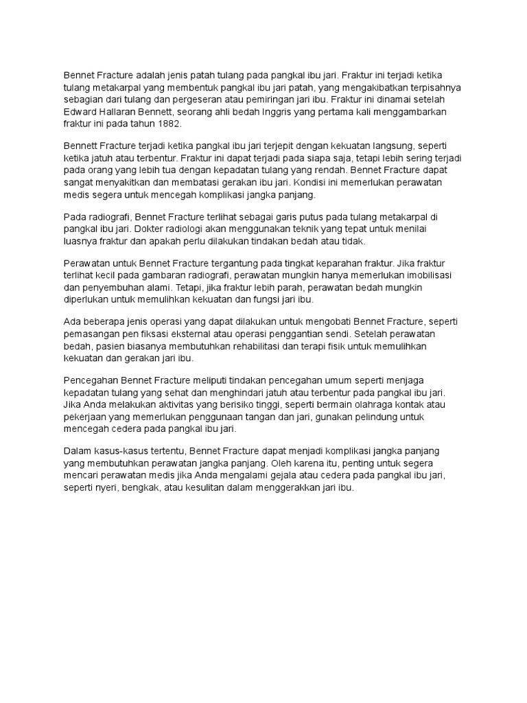 Bennet Fracture | PDF