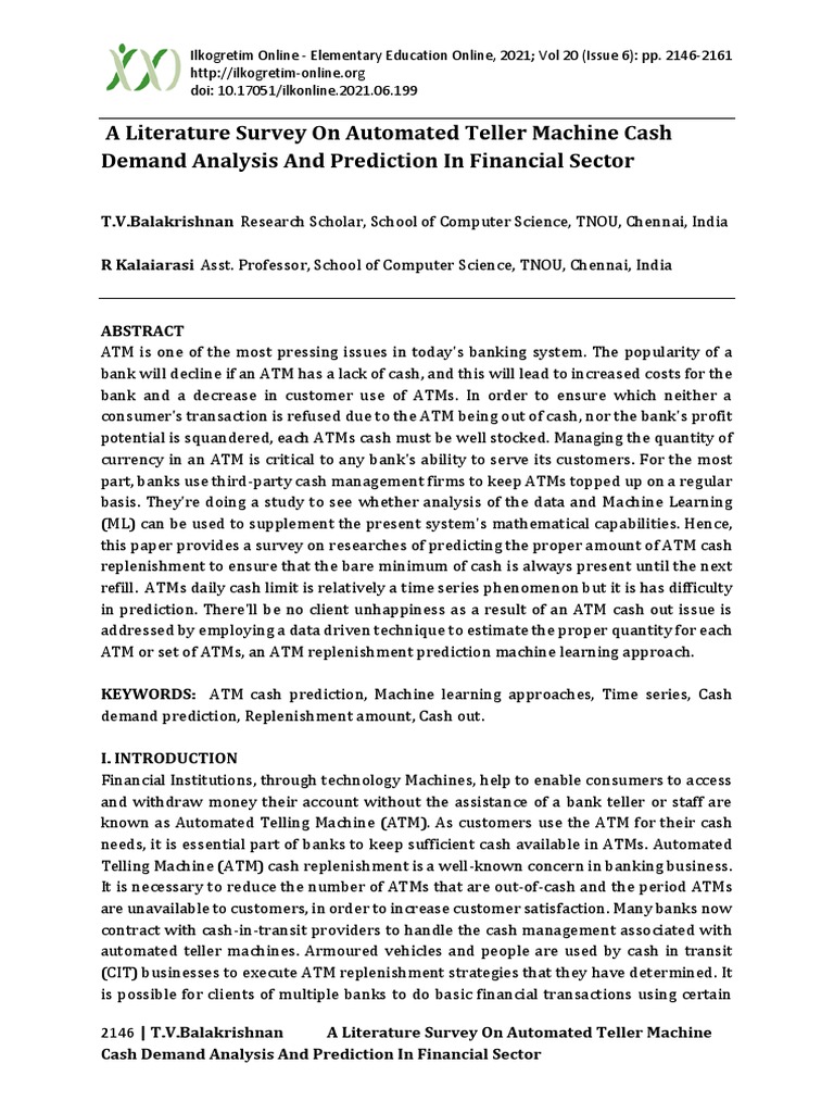 A Literature Survey On ATM | PDF | Automated Teller Machine ...