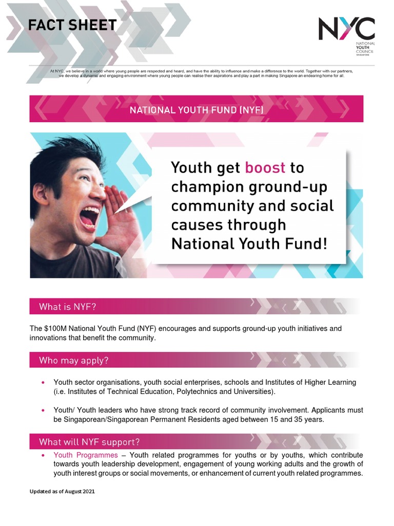 NYF Factsheet As of Aug 2021 | PDF | Social Enterprise