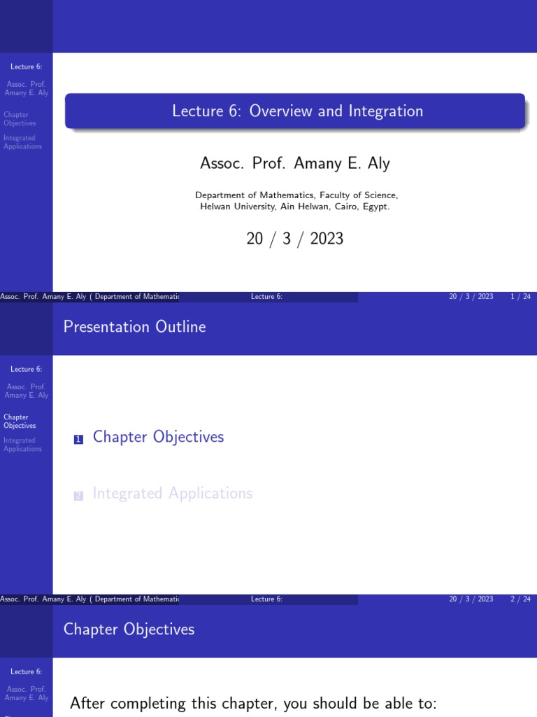 Lecture6_Overview and Integration_removed | PDF | Probability Distribution | Mathematics