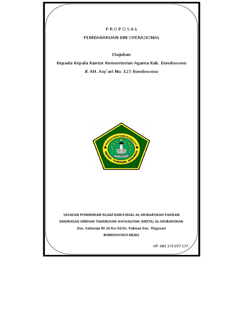 Proposal Pembaharuan Ijop MDTA Al-Mubarokah | PDF | Karier & Perkembangan