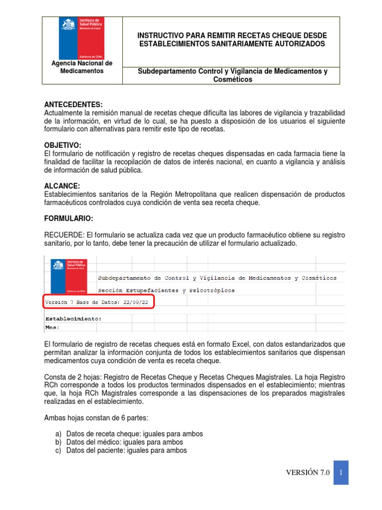 Instructivo para Remitir Recetas Cheques - v7 | PDF | Farmacéutico ...