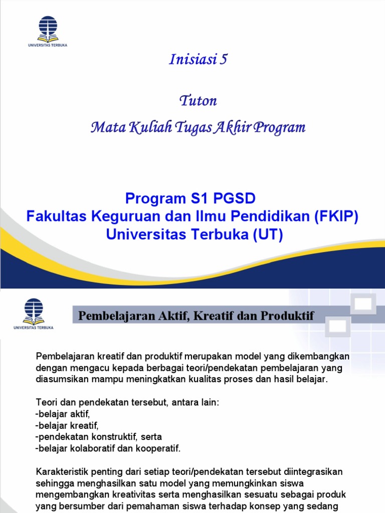 Program S1 PGSD Fakultas Keguruan Dan Ilmu Pendidikan (FKIP) Universitas Terbuka (UT) | PDF ...