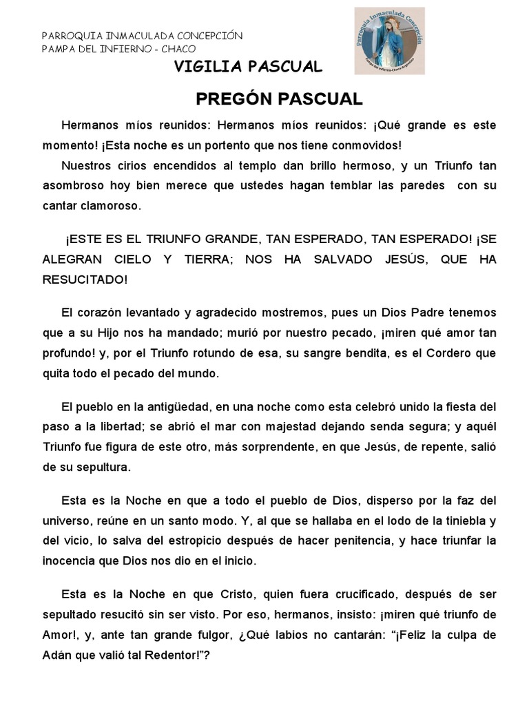 Pregón Pascual | PDF | Misa (liturgia) | Cristo (título)