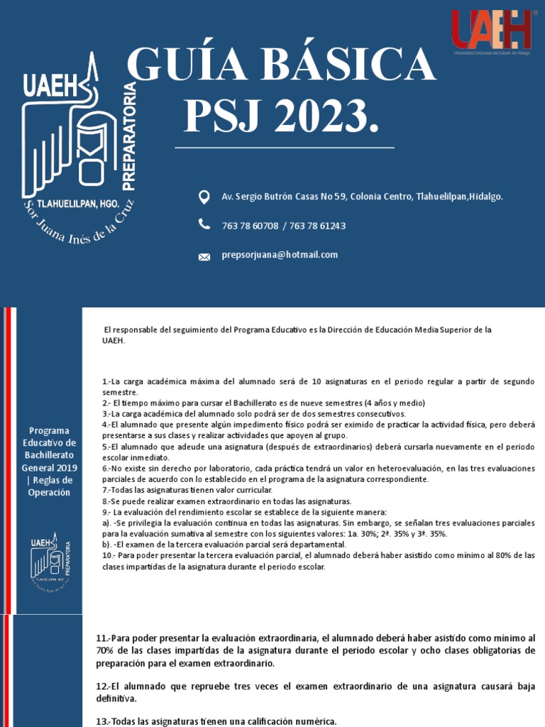 Guía Básica PSJ 2023.: Av. Sergio Butrón Casas No 59, Colonia Centro, Tlahuelilpan, Hidalgo. 763 ...