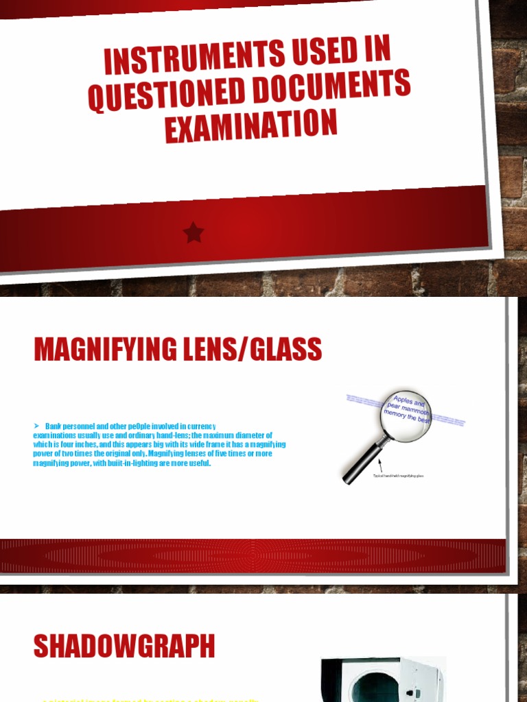 Instruments Used in Questioned Documents Examination | PDF ...