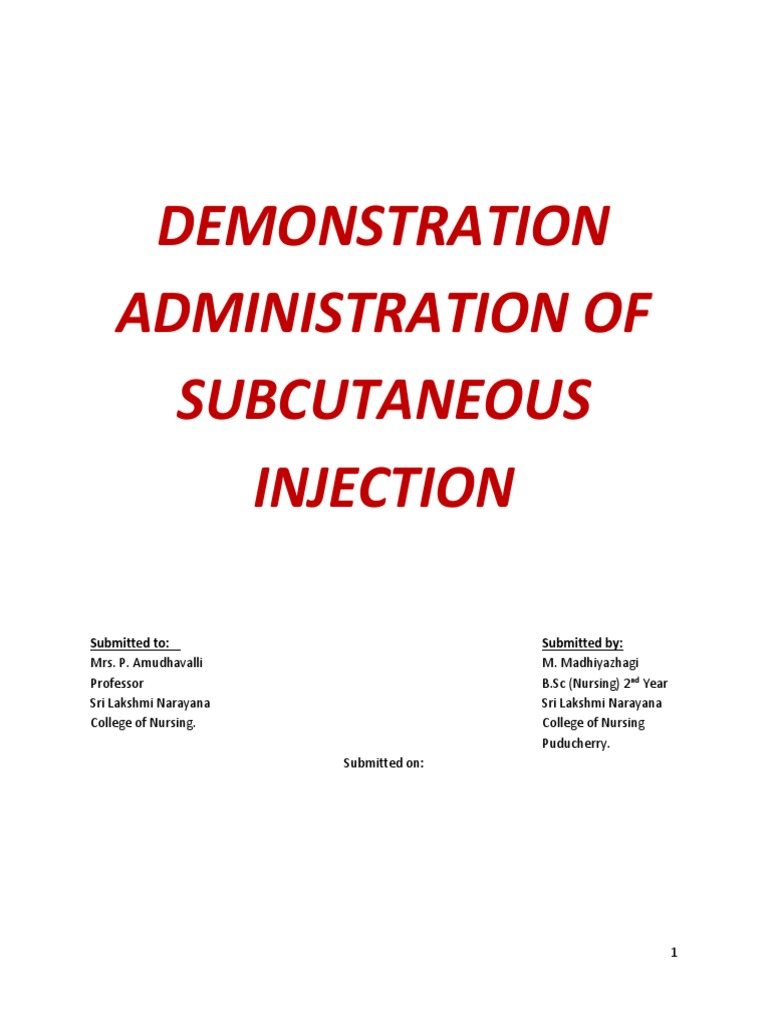 Subcutaneous Injection | Download Free PDF | Injection (Medicine ...