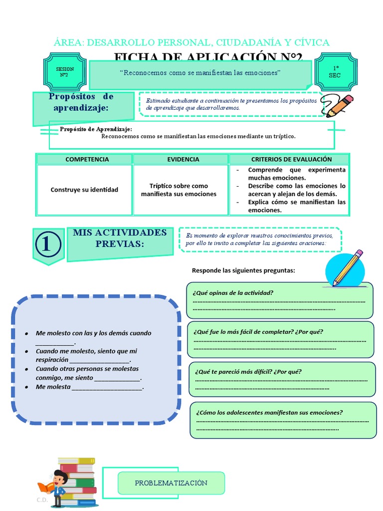 2° Ficha de Aplicación-Sesión2-Sem.1-Exp.2 - DPCC | PDF | Las emociones | Conceptos psicologicos