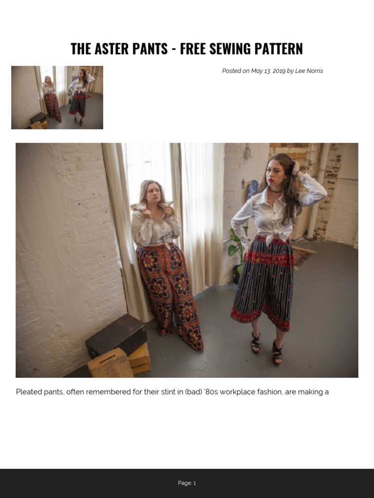 Aster Pants: Free Sewing Pattern Guide | PDF | Seam (Sewing) | Clothing
