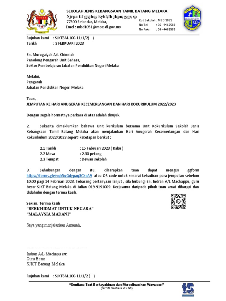 Surat Jemputan JPN Melaka | PDF