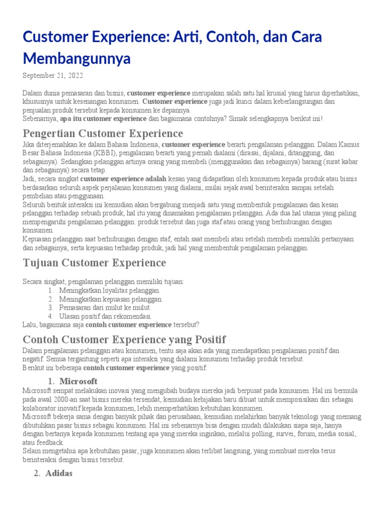 Customer Experience: Arti, Contoh, Dan Cara Membangunnya | PDF | Bisnis