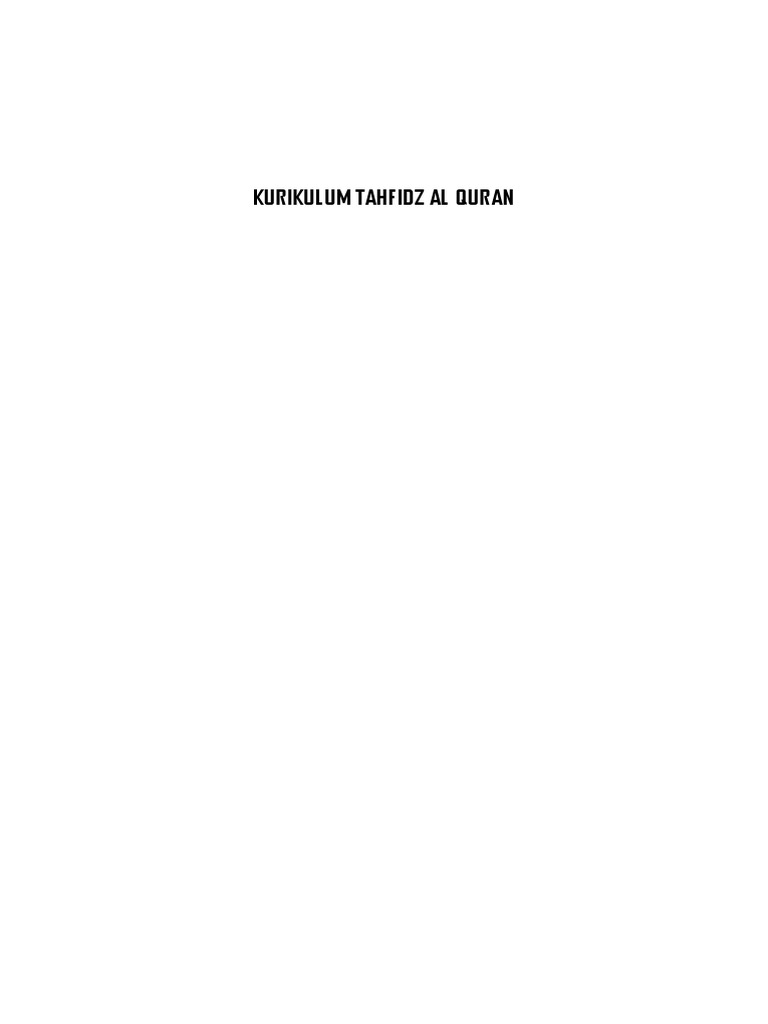 Kurikulum Tahfidz Al Quran | PDF