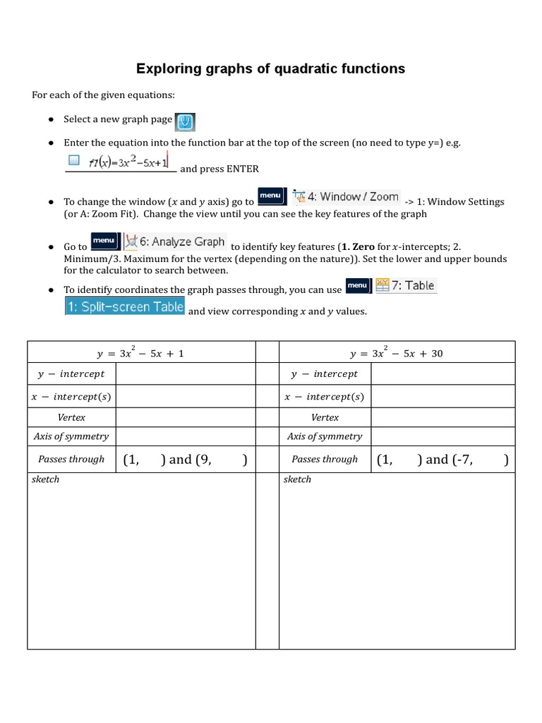 Exploring Graphs With The GDC | PDF | Applied Mathematics | Mathematical Concepts