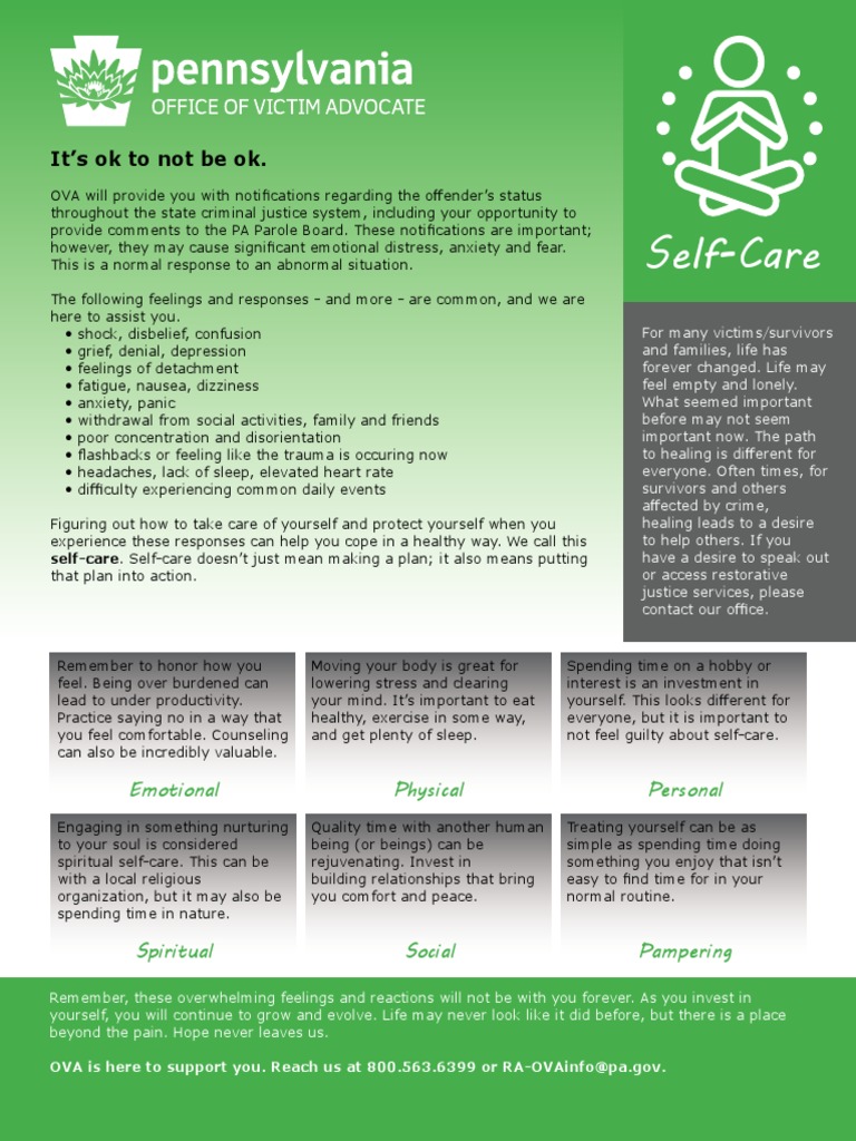 Self Care Guide | PDF | Anxiety | Psychological Trauma