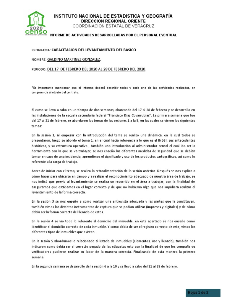 Informe de Actividades INEGI 2020 | PDF | Ciencias sociales | Derecho