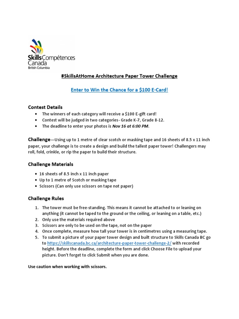 Youth Paper Tower Challenge | PDF | Tower