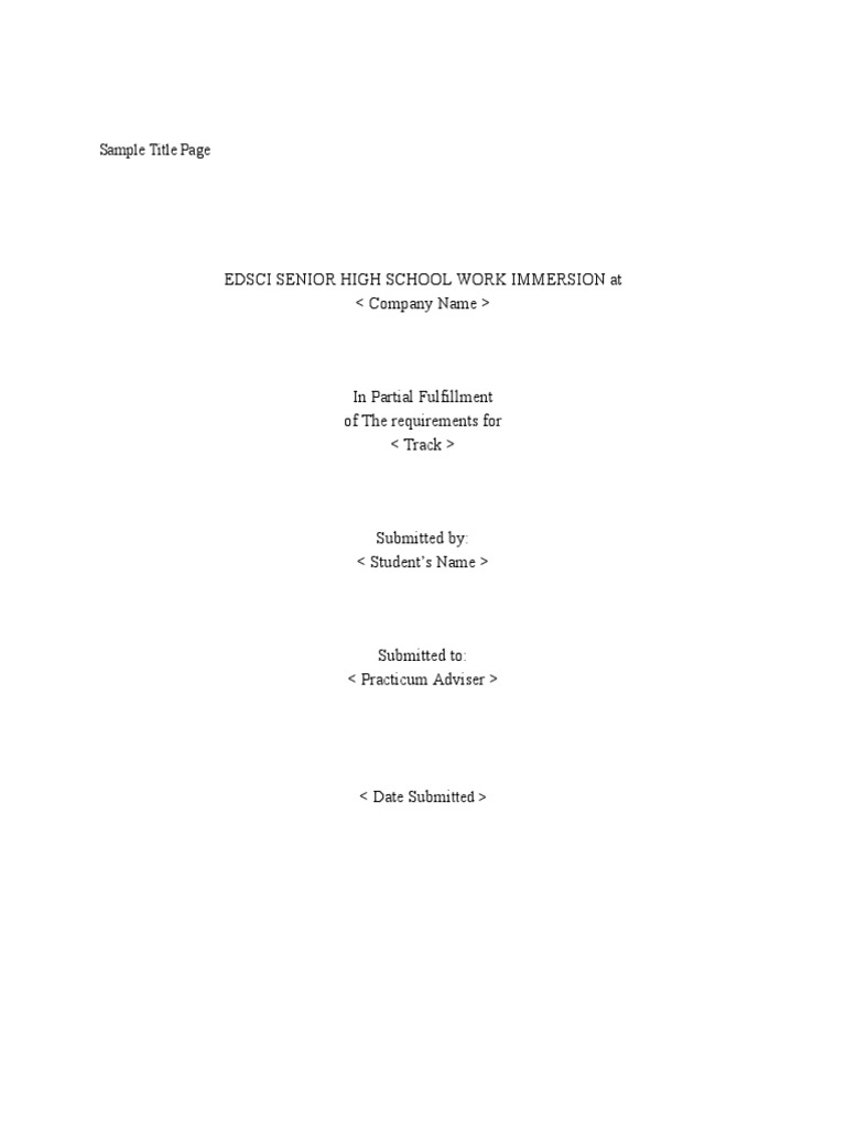 Work Immersion Report Template | PDF | Art