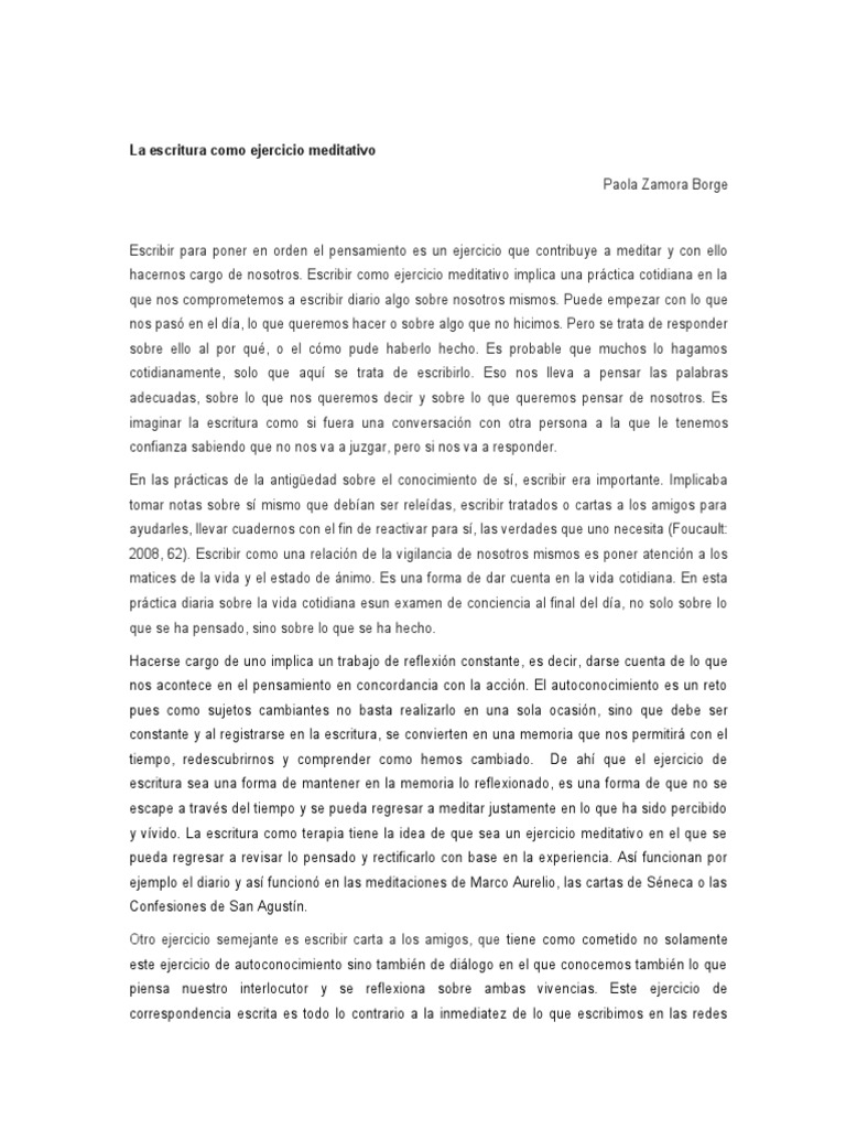 Escritura como Meditación Diaria | PDF