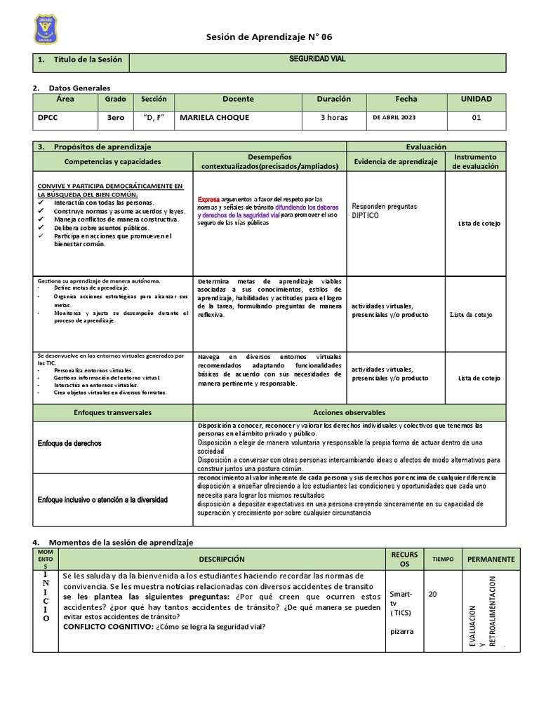 2022 SESION N°6 - 3 Ero SEC - DPCC | PDF
