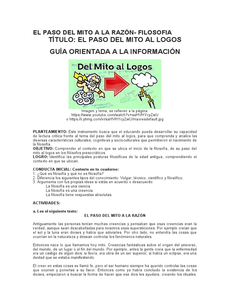 Talleres de Filosofia - El Paso Del Mito A La Razón | PDF | René ...