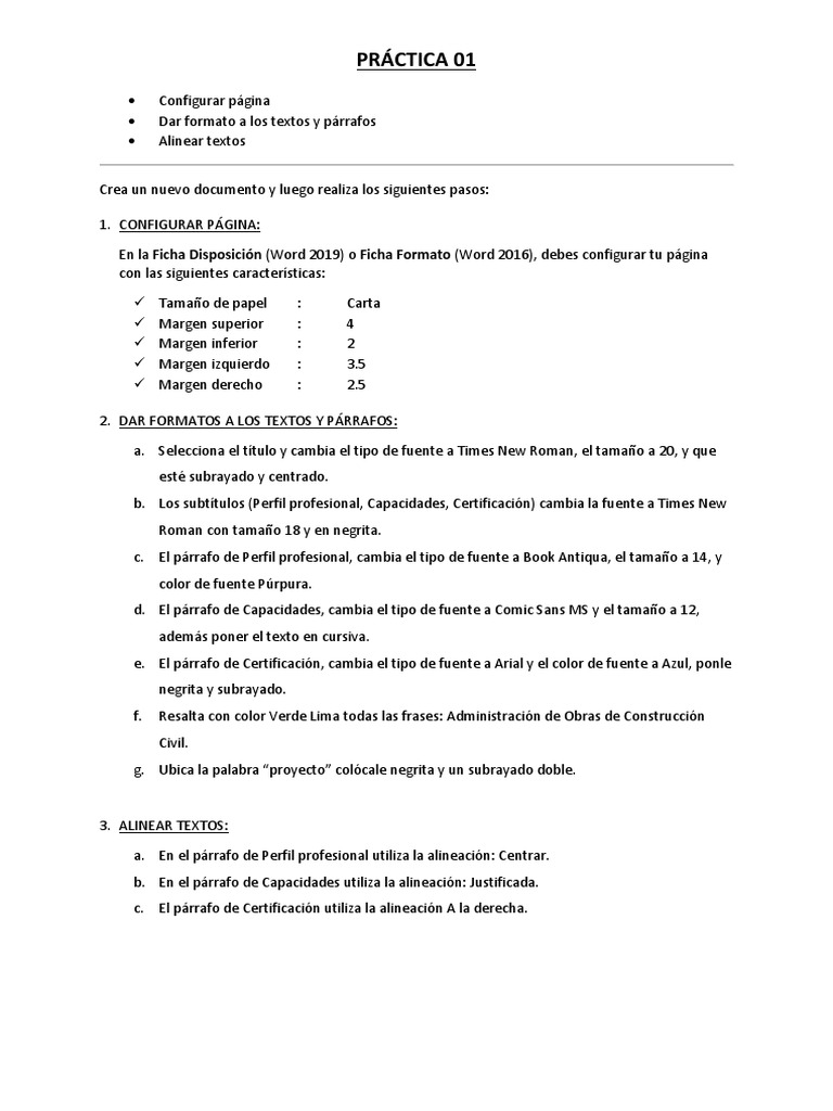 Práctica 01 - Word - 2023 I | PDF Práctica 01 - Word - 2023 I | PDF