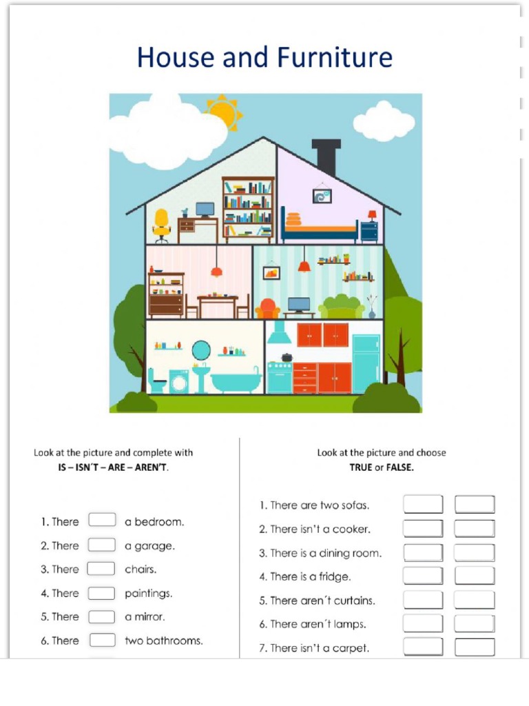 House and Furniture Worksheet For Beginners | PDF
