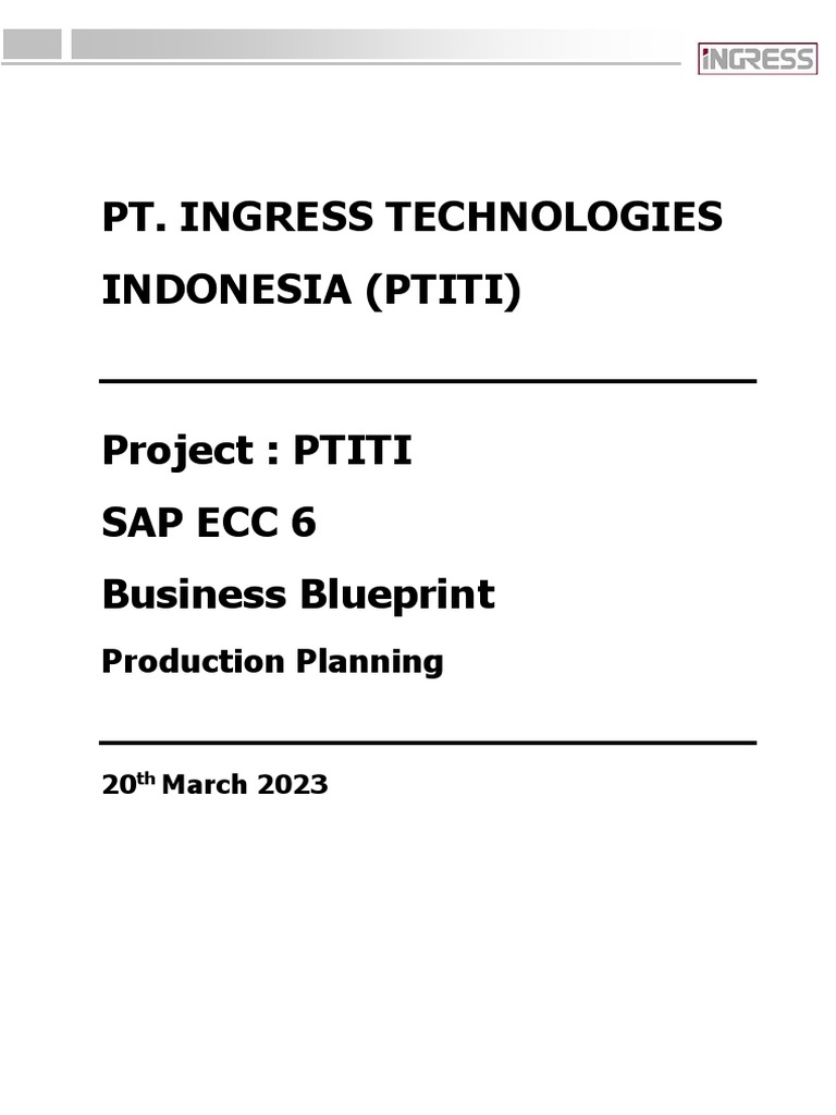 PTITI SAP Production Planning Blueprint | PDF | Business | Business Process