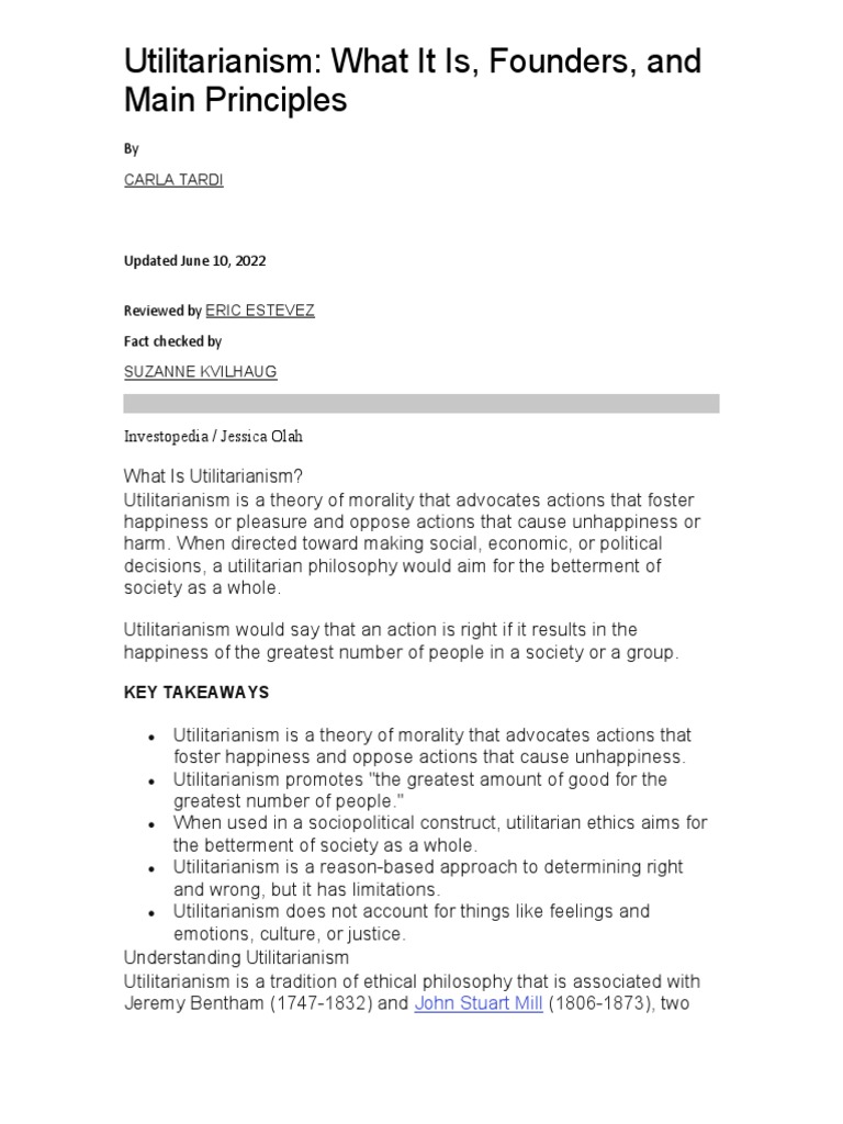 Utilitarianism | PDF | Utilitarianism | John Stuart Mill