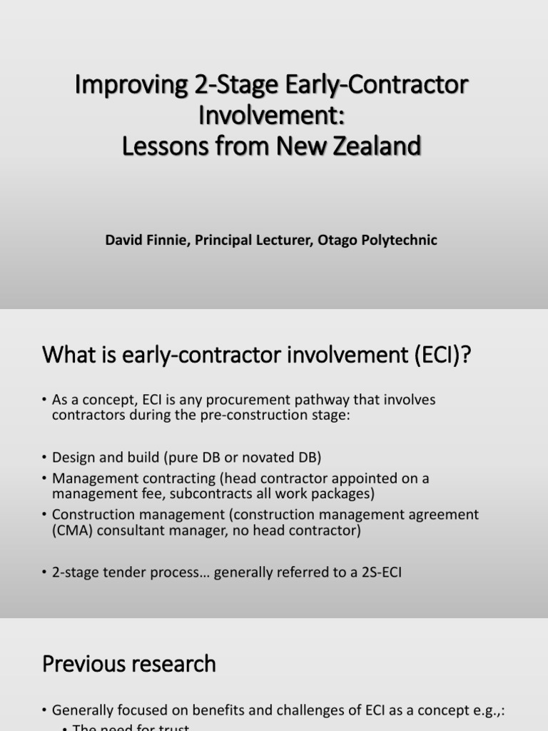 Improving 2-Stage Early-Contractor Involvement Presentation 2021 | PDF ...