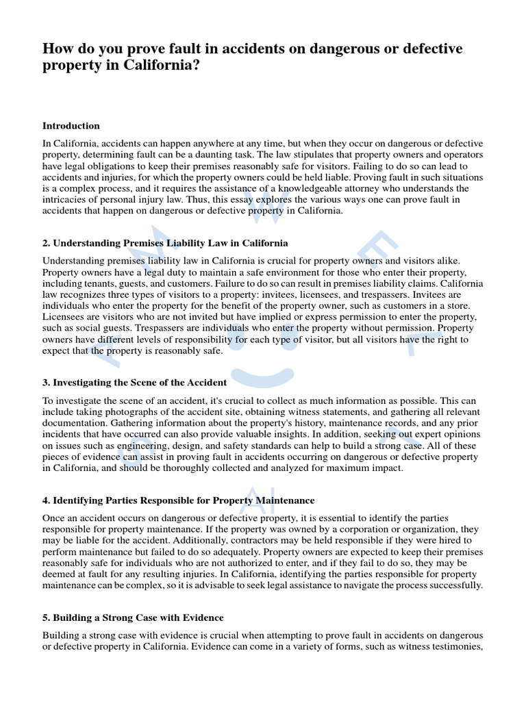 How Do You Prove Fault in Accidents On Dangerous or Defective Property ...