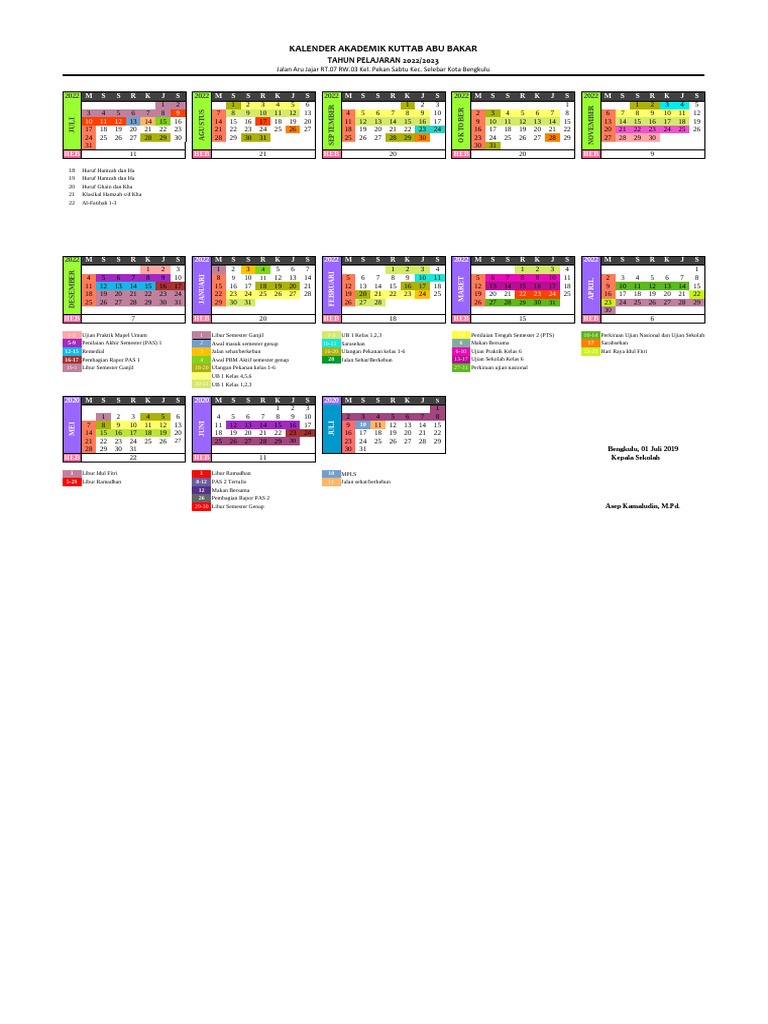 Kalender Akademik Kuttab 2022/2023 | PDF