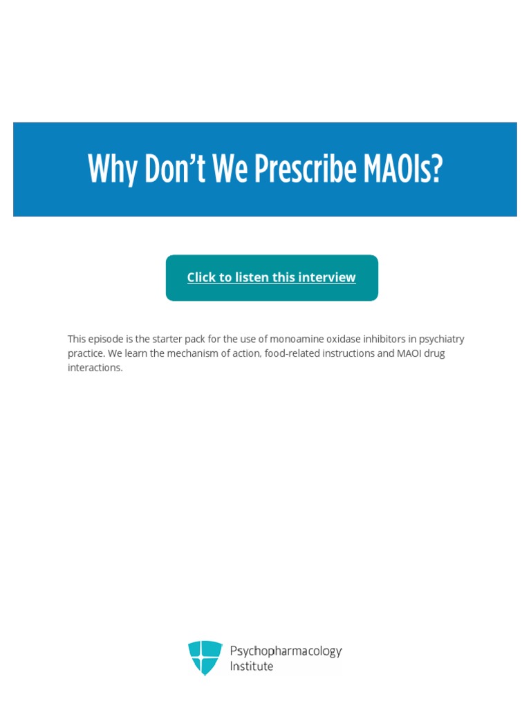 PDF - Why Dont We Prescribe MAOIs | PDF | Drugs Acting On The Nervous ... PDF - Why Dont We Prescribe MAOIs | PDF | Drugs Acting On The Nervous ...