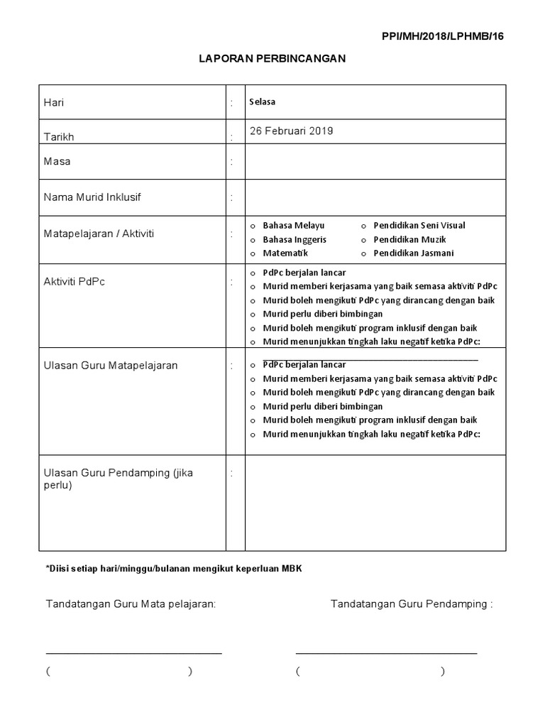 LAPORAN PERBINCANGAN-harian-mingguan-bulanan | PDF